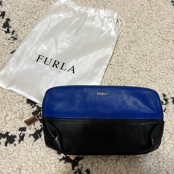 Furla | Bags | Furla Royal Blue And Black Leather Cosmetic Case | Poshmark